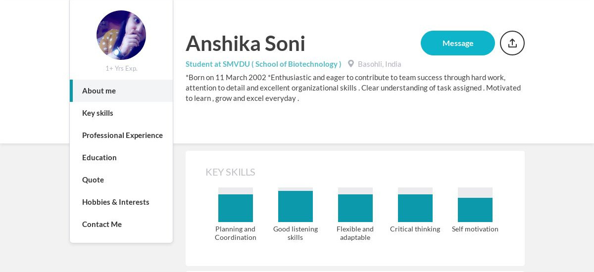 Anshika Soni Online Resume | CraftmyCV
