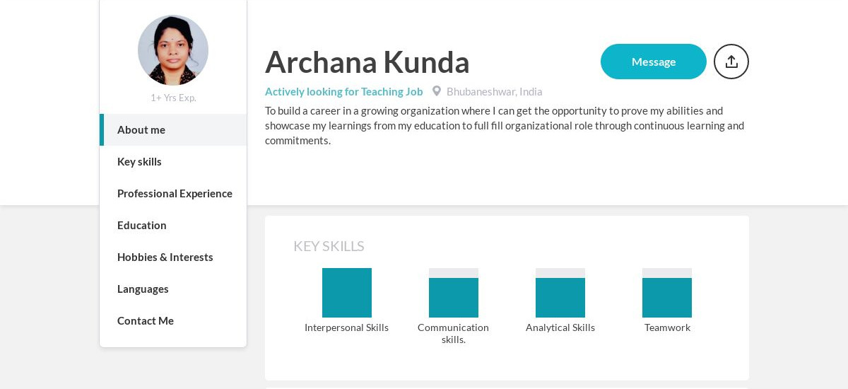 Archana Kunda Online Resume | CraftmyCV