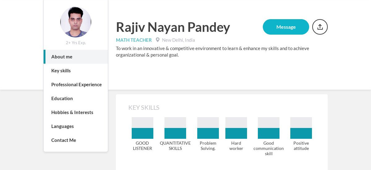 Rajiv Nayan Pandey Online Resume | CraftmyCV