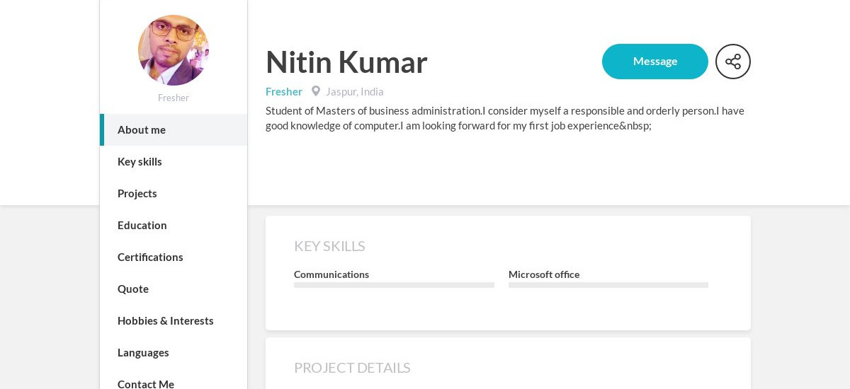 Nitin Kumar Online Resume | CraftmyCV