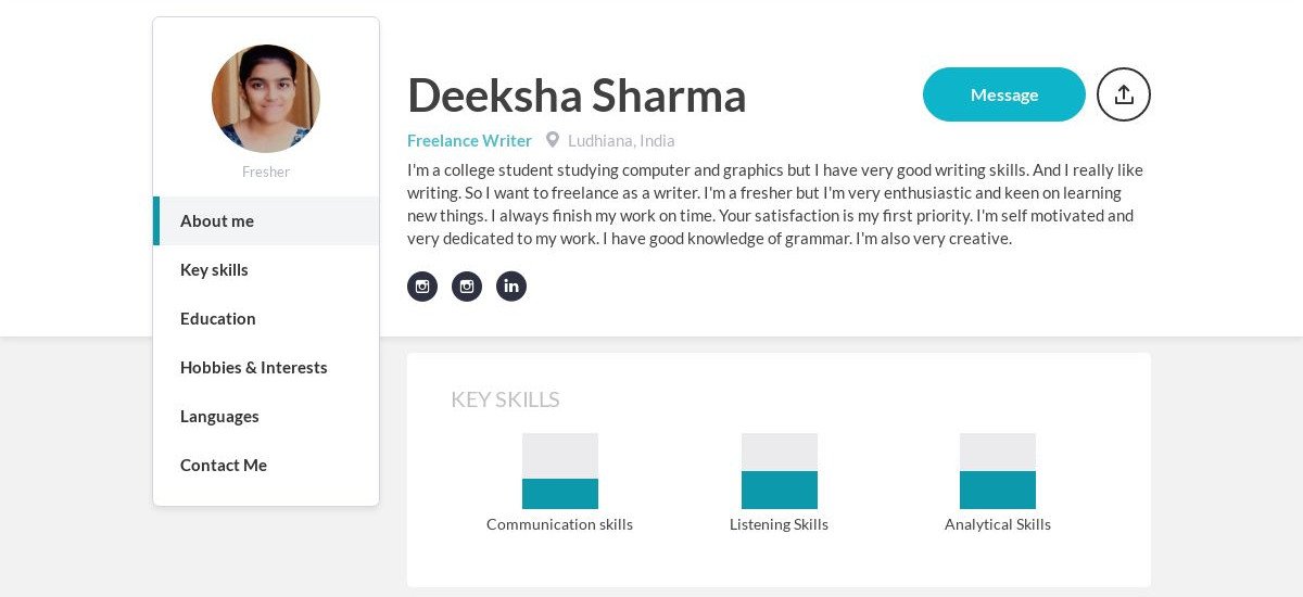 Deeksha Sharma Online Resume | CraftmyCV