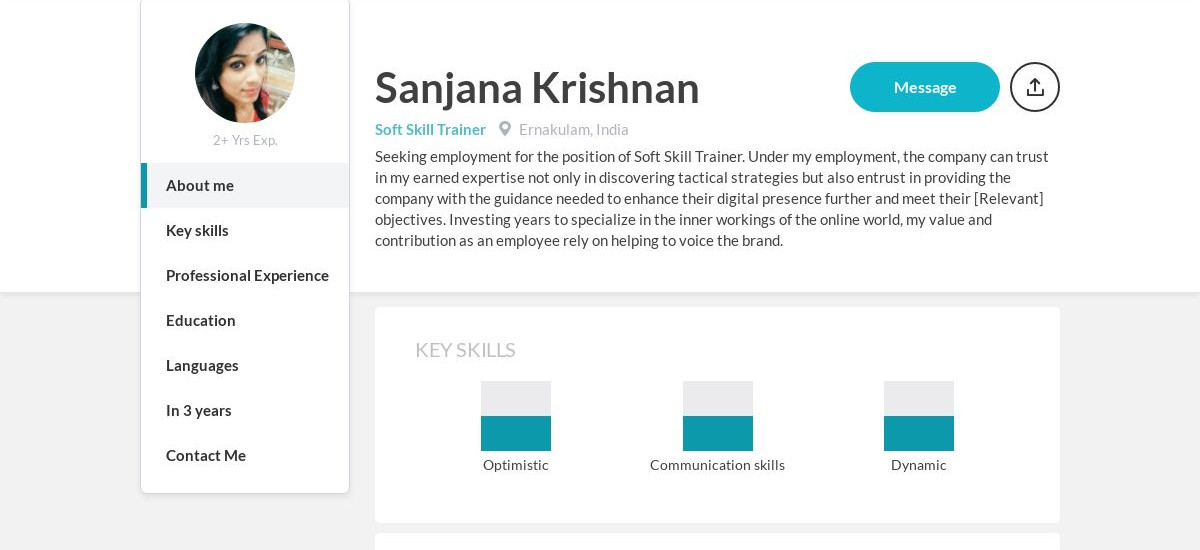 Sanjana Krishnan Online Resume | CraftmyCV