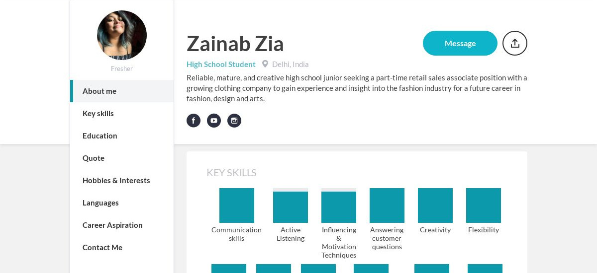 Zainab Zia Online Resume | CraftmyCV