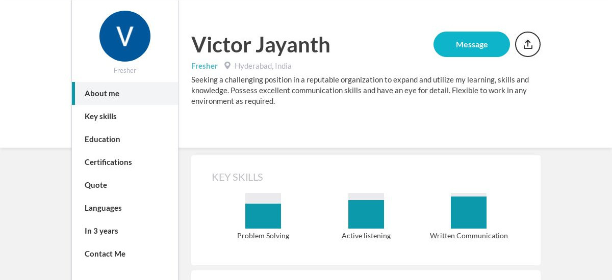 Victor Jayanth Online Resume | CraftmyCV