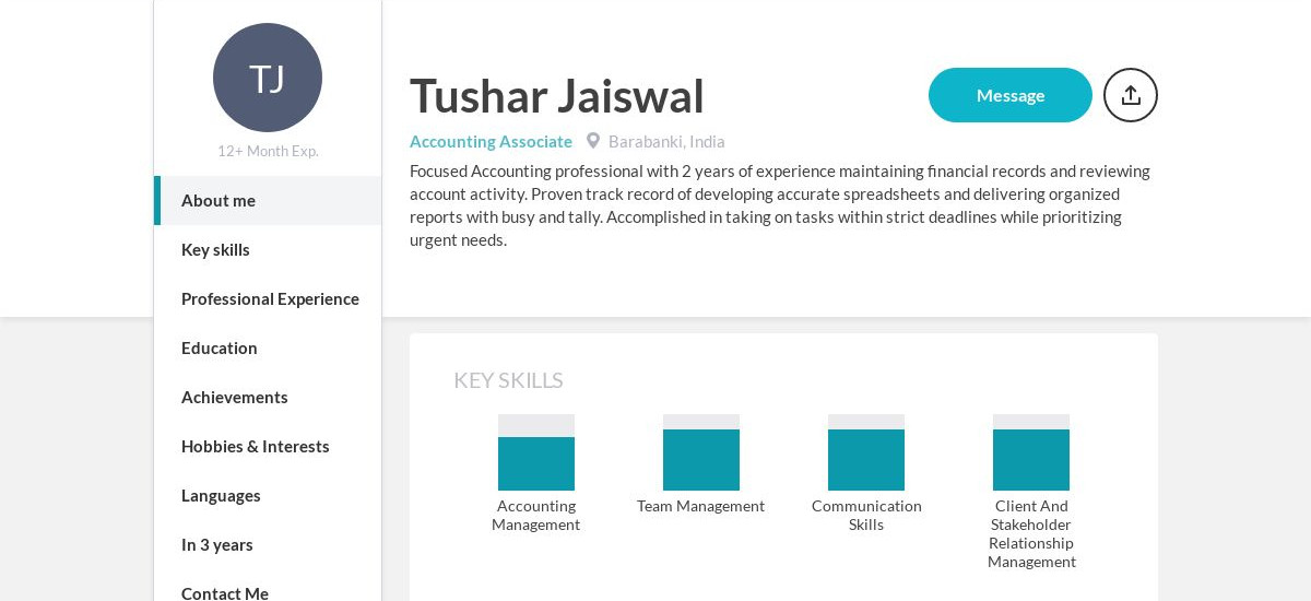 Tushar Jaiswal Online Resume | CraftmyCV Tushar Jaiswal Online Resume | CraftmyCV