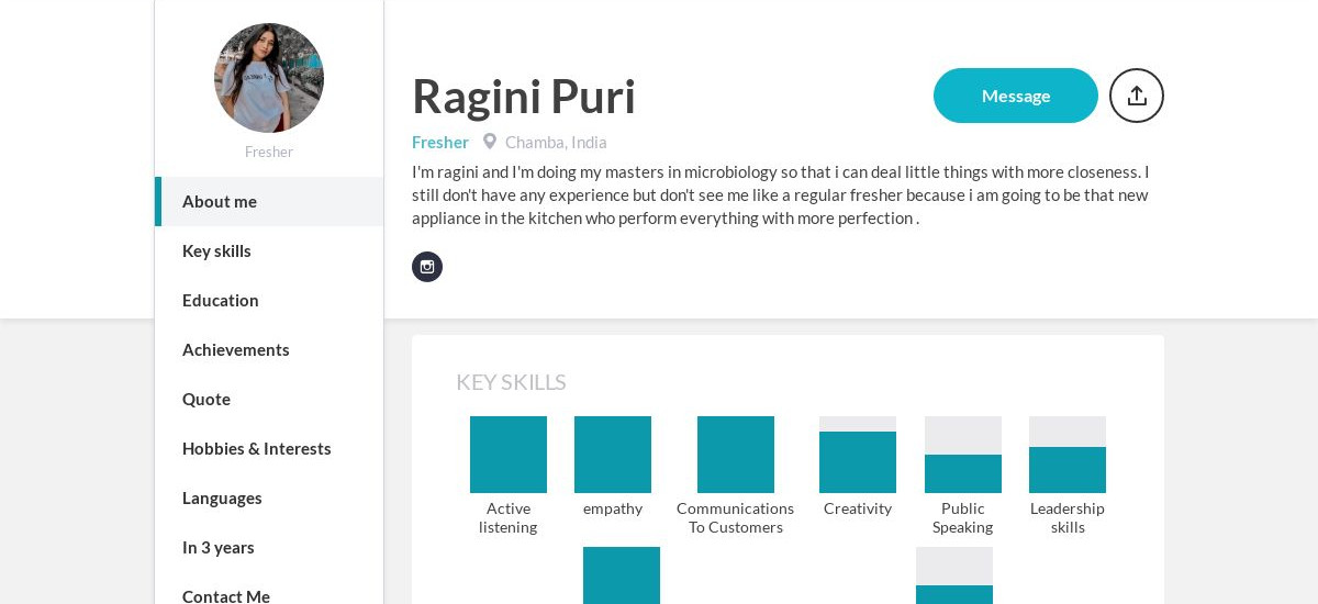 Ragini Puri Online Resume | CraftmyCV