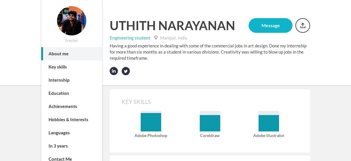 UTHITH NARAYANAN Online Resume | CraftmyCV