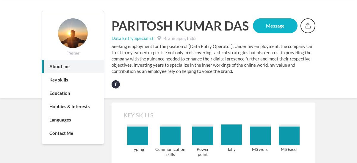 PARITOSH KUMAR DAS Online Resume | CraftmyCV