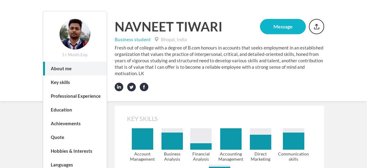 NAVNEET TIWARI Online Resume | CraftmyCV