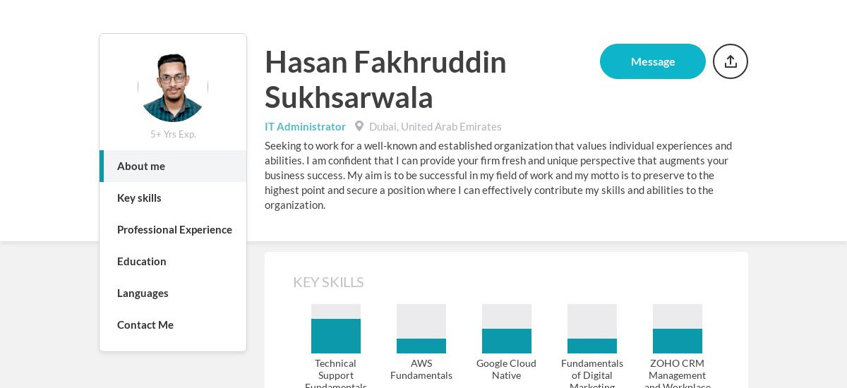 Hasan Fakhruddin Sukhsarwala Online Resume | CraftmyCV