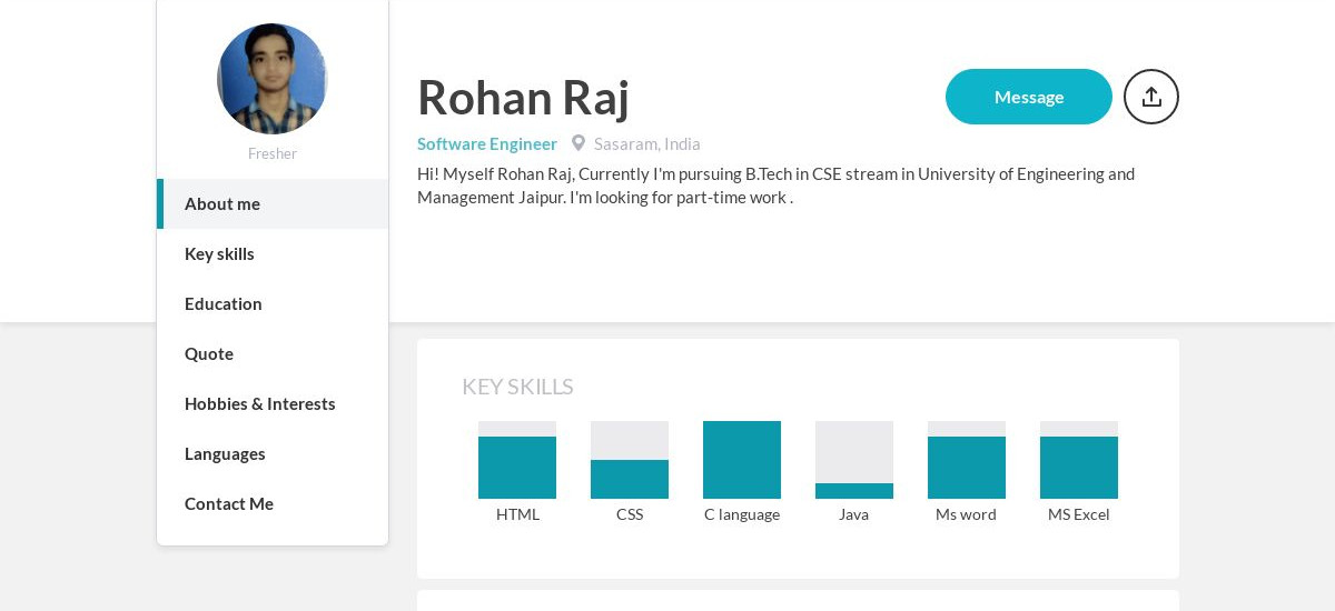 Rohan Raj Online Resume | CraftmyCV