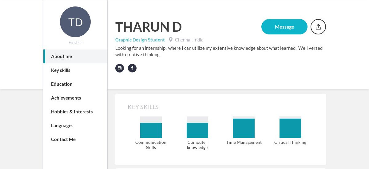 THARUN D Online Resume | CraftmyCV