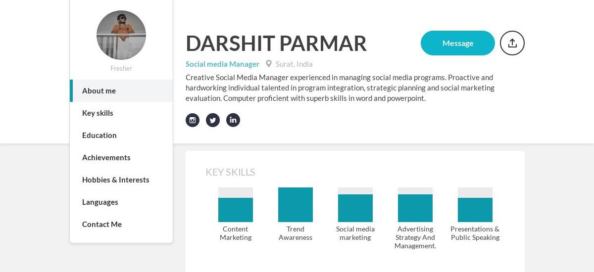DARSHIT PARMAR Online Resume | CraftmyCV