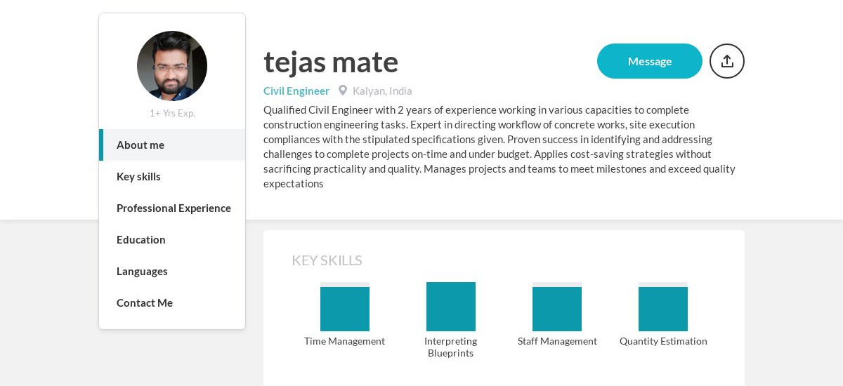 Tejas Mate Online Resume | CraftmyCV
