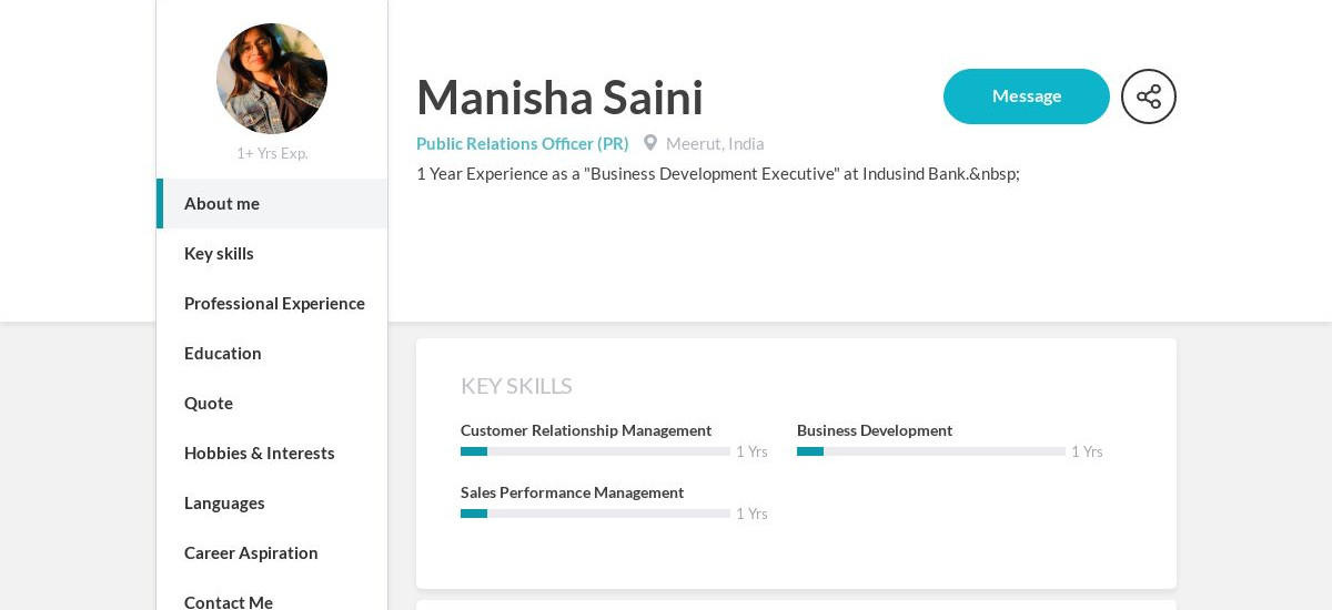 Manisha Saini Online Resume | CraftmyCV