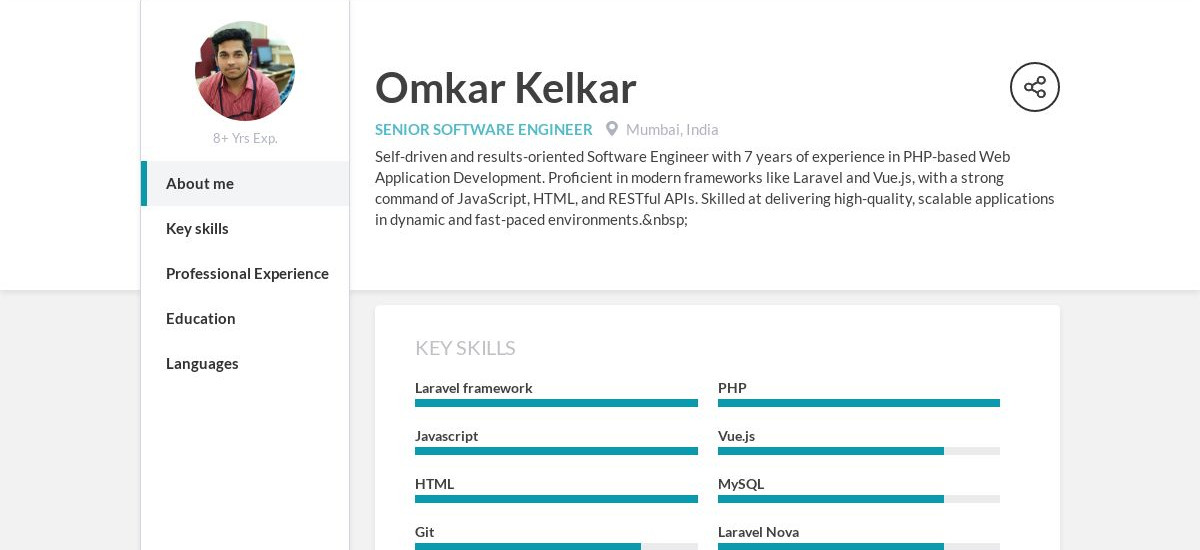 Omkar Kelkar Online Resume | CraftmyCV
