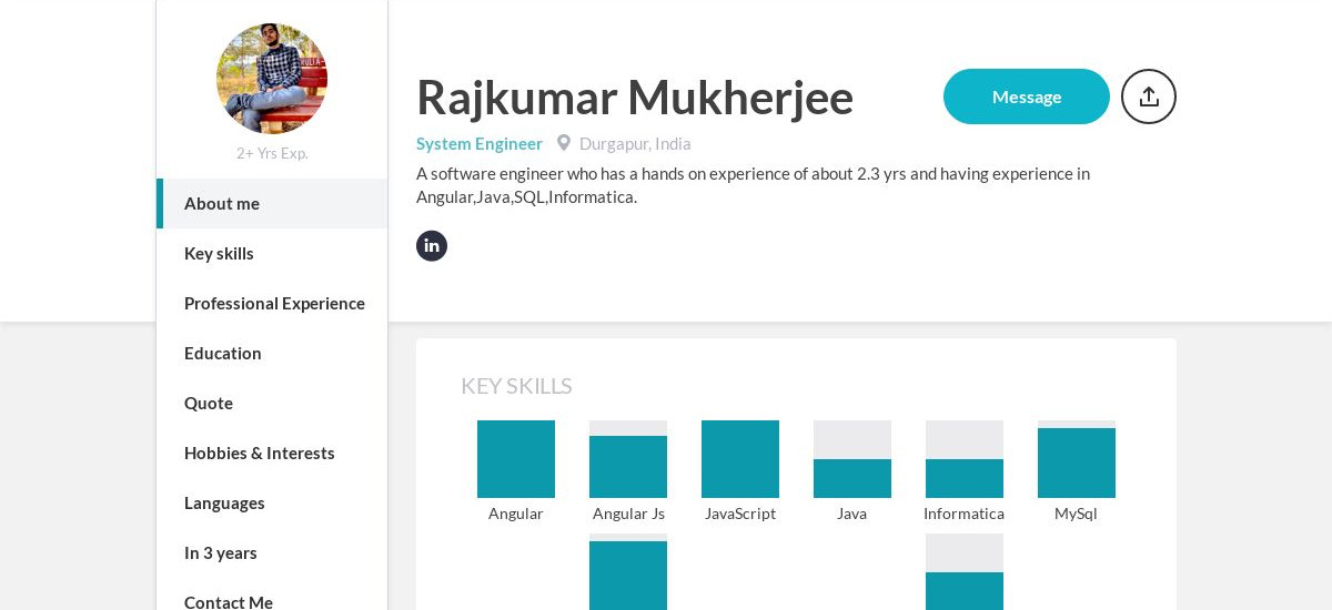 Rajkumar Mukherjee Online Resume | CraftmyCV