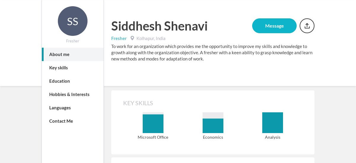 Siddhesh Shenavi Online Resume | CraftmyCV