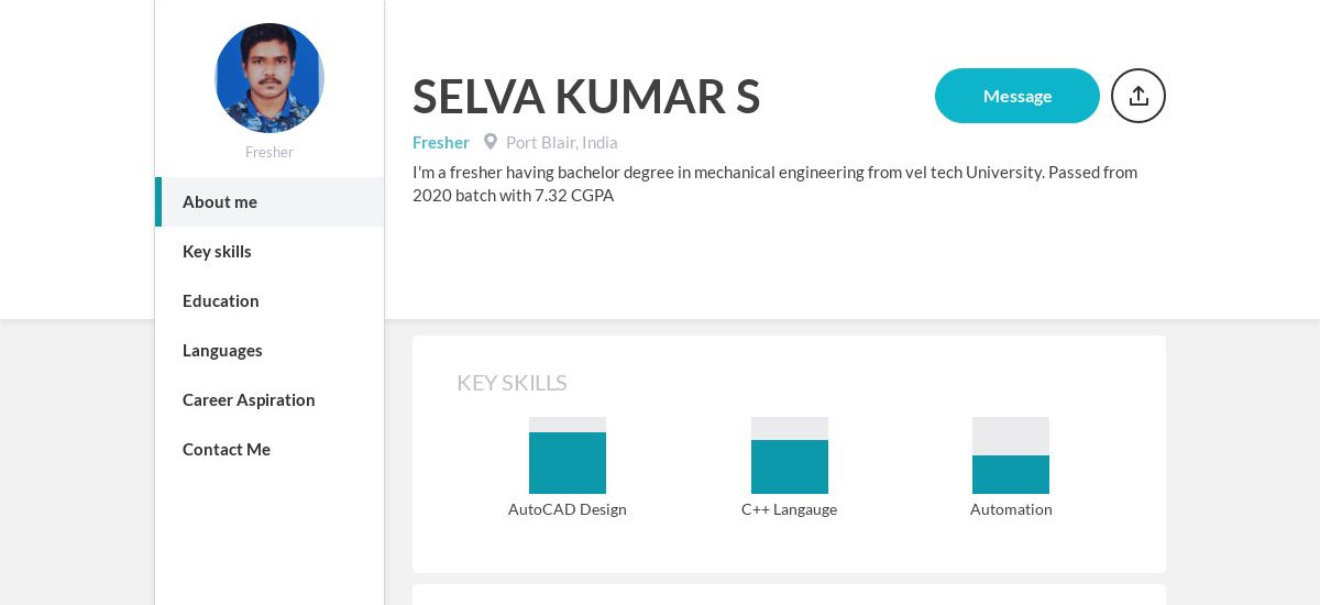 SELVA KUMAR S Online Resume | CraftmyCV