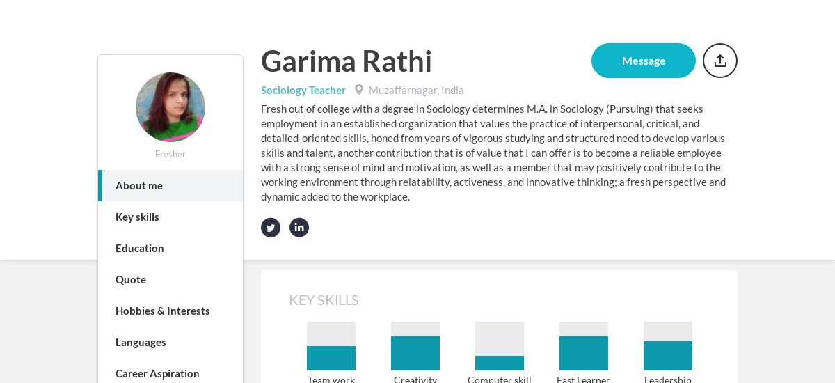 Garima Rathi Online Resume | CraftmyCV