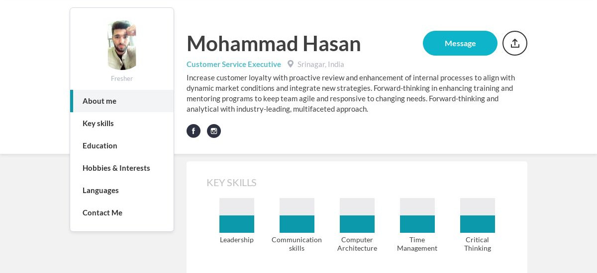 Mohammad Hasan Online Resume | CraftmyCV