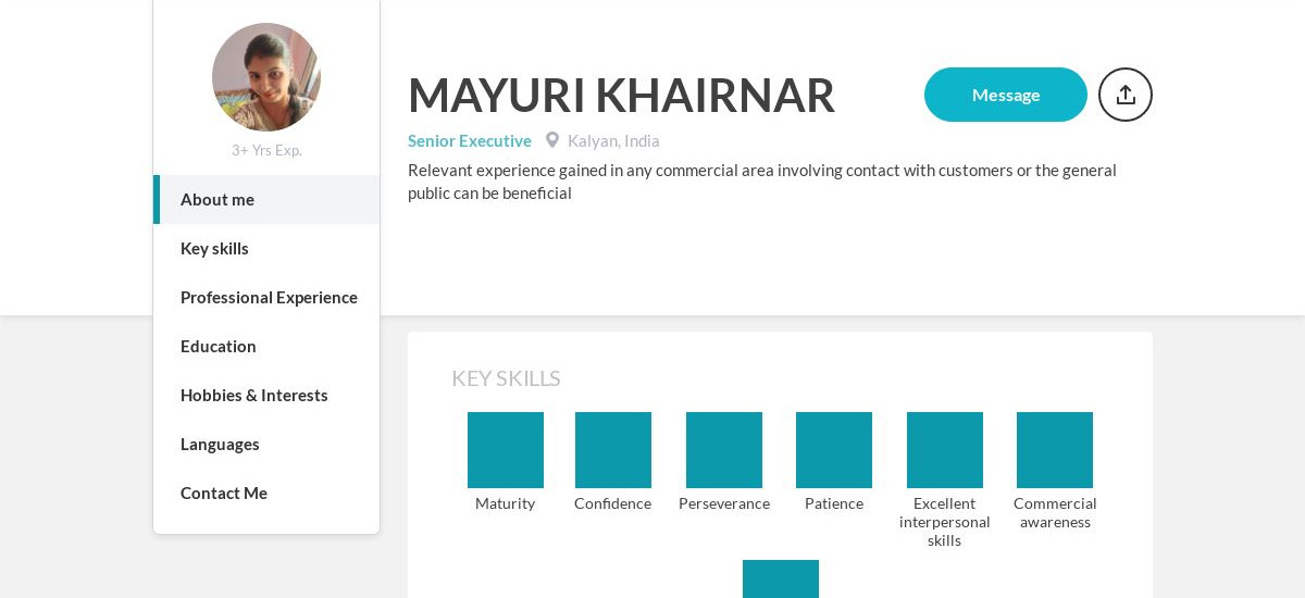 MAYURI KHAIRNAR Online Resume | CraftmyCV