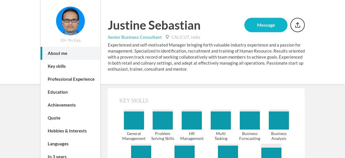 Justine Sebastian Online Resume | CraftmyCV