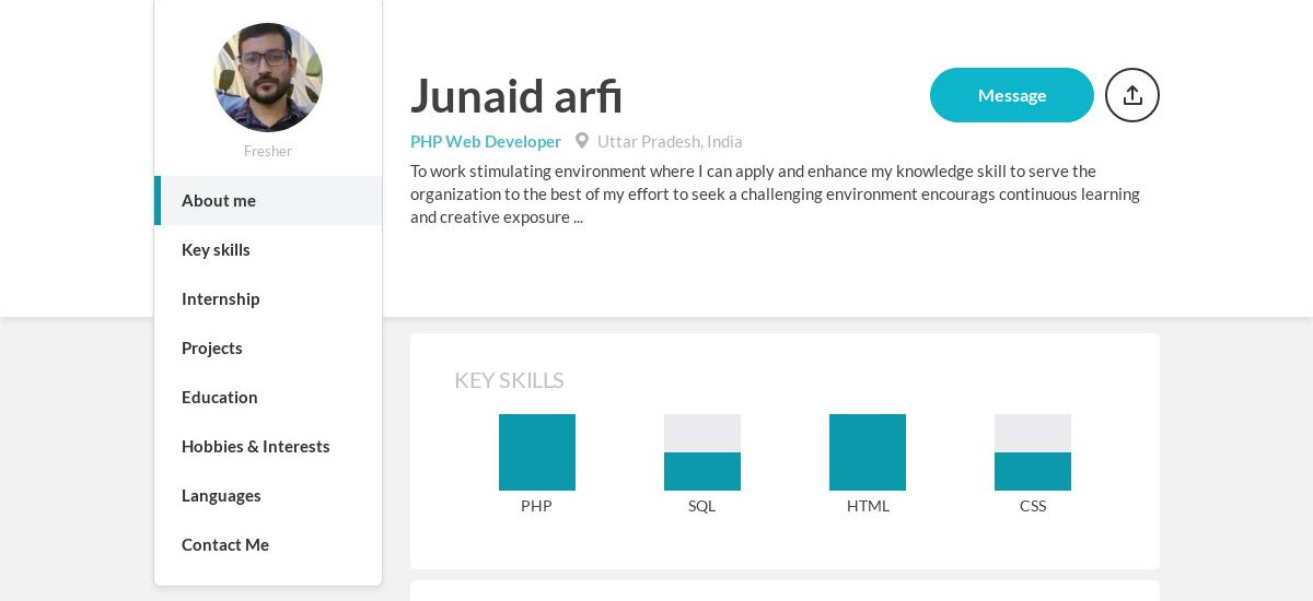 Junaid Arfi Online Resume | CraftmyCV