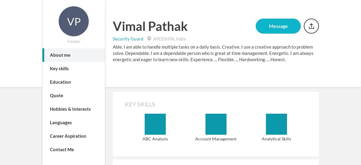 Vimal Pathak Online Resume | CraftmyCV