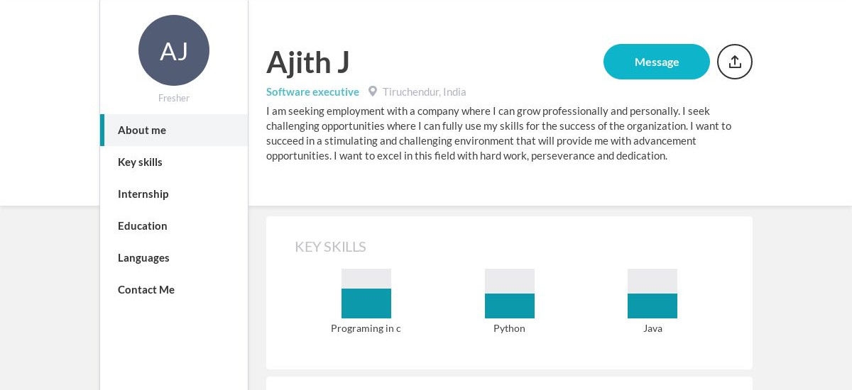 Ajith J Online Resume | CraftmyCV