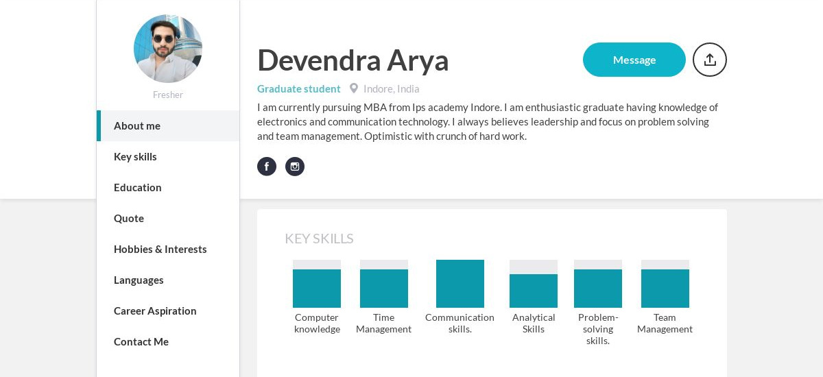 Devendra Arya Online Resume | CraftmyCV