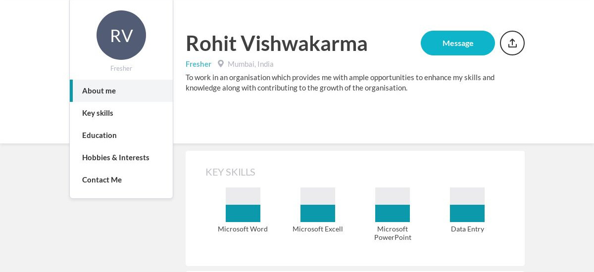 Rohit Vishwakarma Online Resume | CraftmyCV