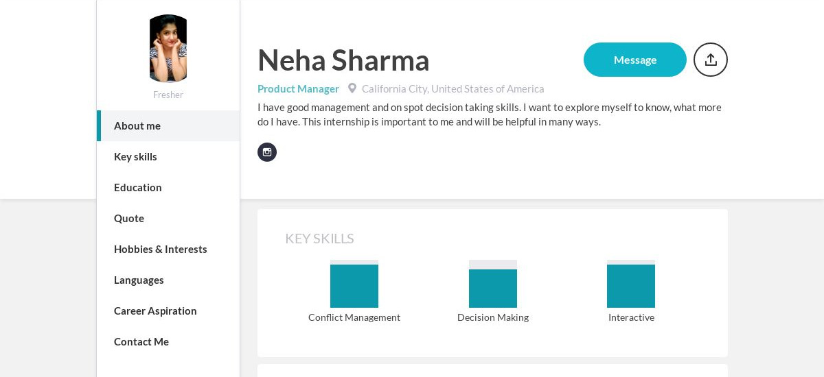 Neha Sharma Online Resume | CraftmyCV