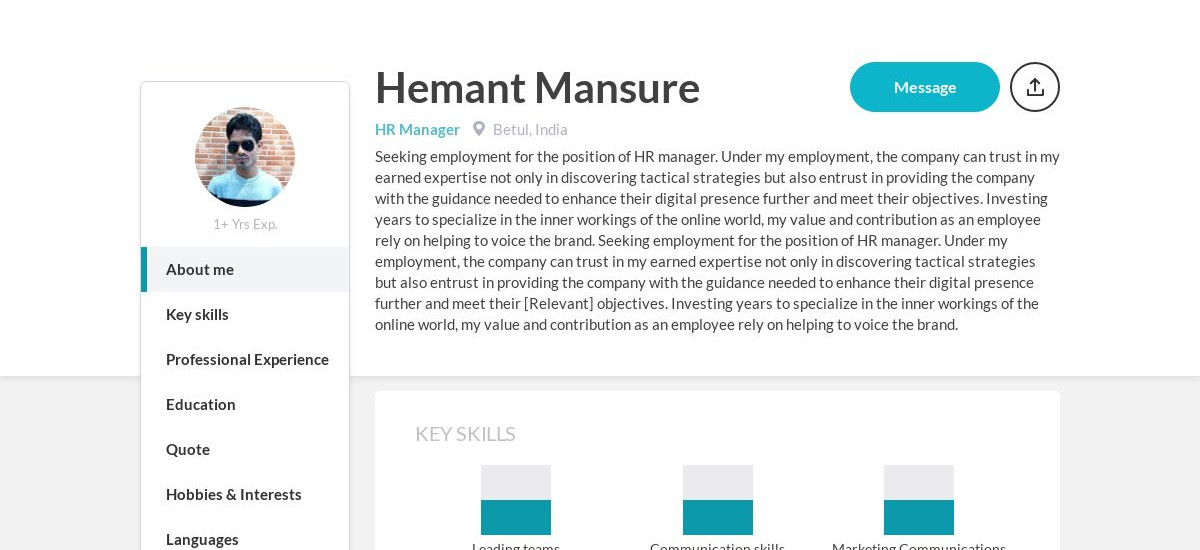 Hemant Mansure Online Resume | CraftmyCV