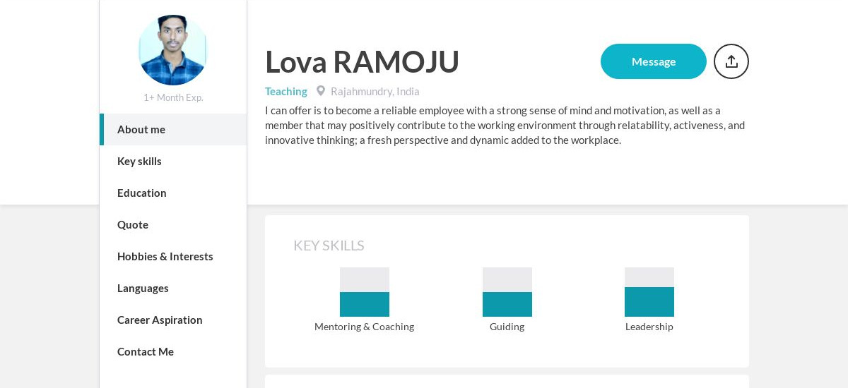 Lova RAMOJU Online Resume | CraftmyCV