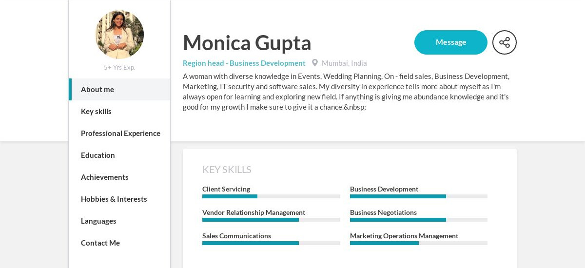 Monica Gupta Online Resume | CraftmyCV