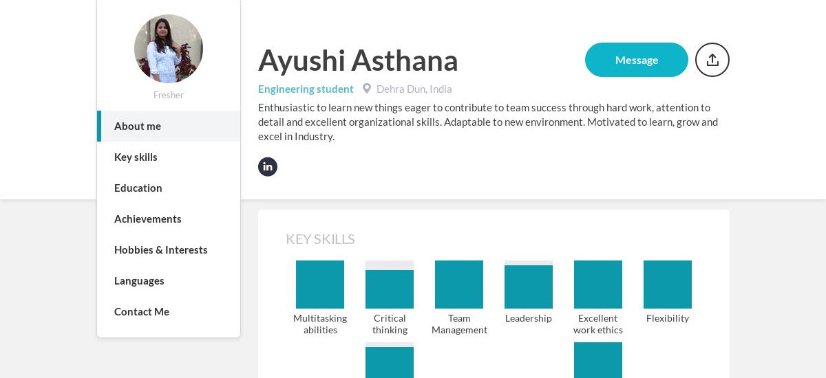 Ayushi Asthana Online Resume | CraftmyCV Ayushi Asthana Online Resume | CraftmyCV