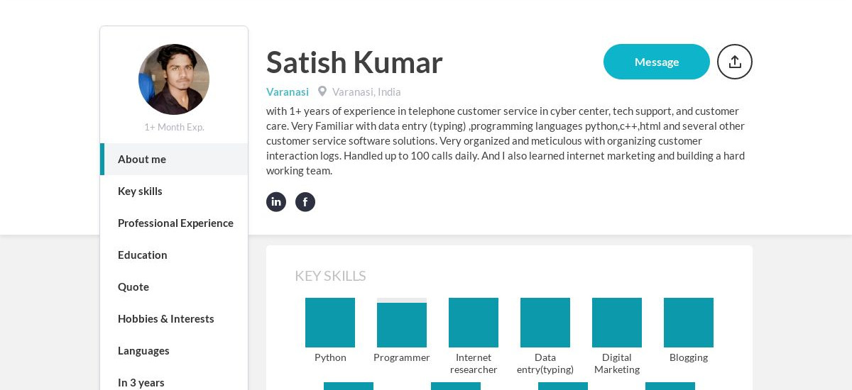 Satish Kumar Online Resume | CraftmyCV