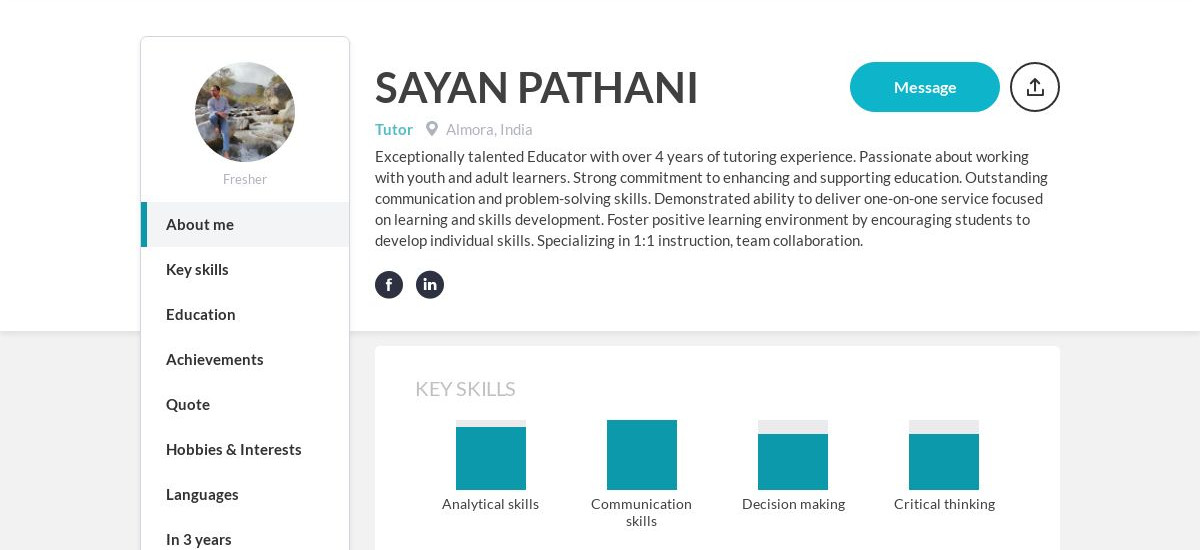 SAYAN PATHANI Online Resume | CraftmyCV
