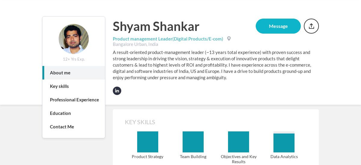 Shyam Shankar Online Resume | CraftmyCV