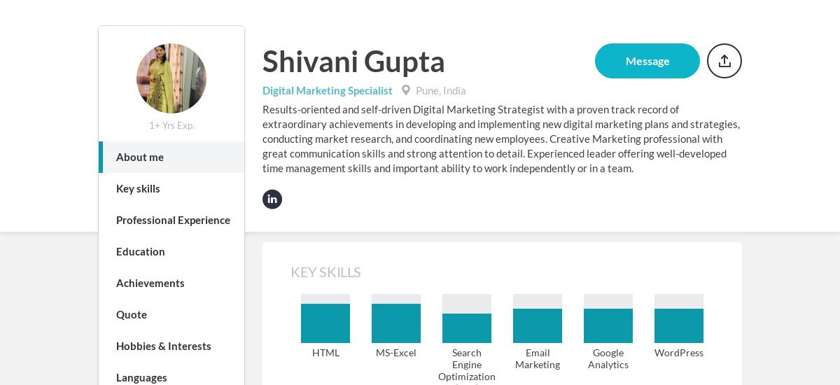 Shivani Gupta Online Resume | CraftmyCV