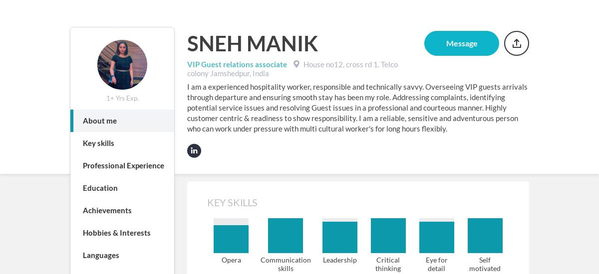 SNEH MANIK Online Resume | CraftmyCV