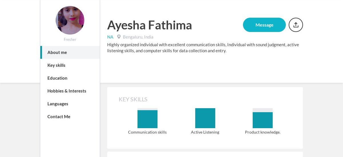 Ayesha Fathima Online Resume | CraftmyCV