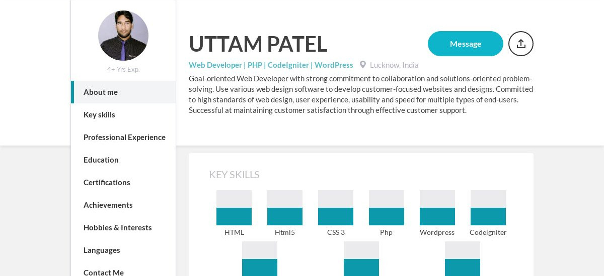 UTTAM PATEL Online Resume | CraftmyCV