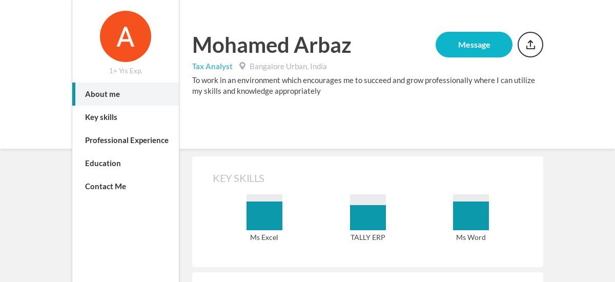 Mohamed Arbaz Online Resume | CraftmyCV
