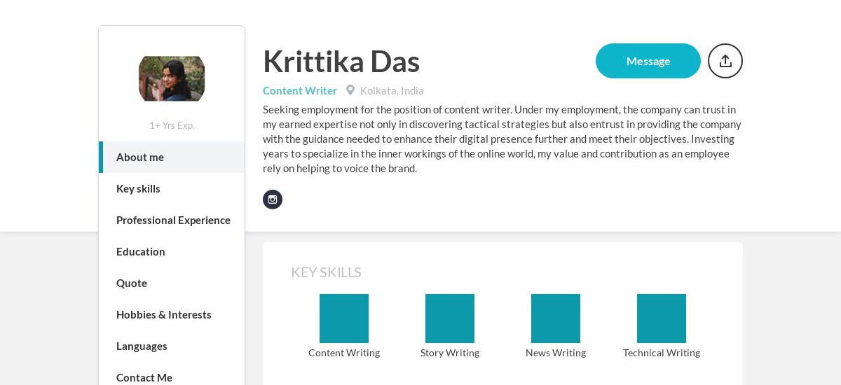Krittika Das Online Resume | CraftmyCV