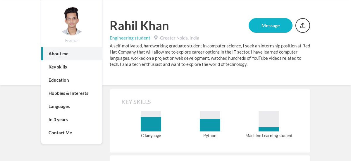 Rahil Khan Online Resume | CraftmyCV