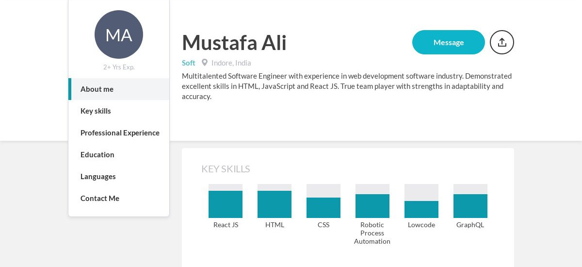 Mustafa Ali Online Resume | CraftmyCV