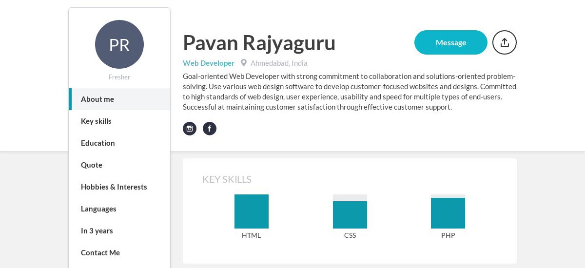 Pavan Rajyaguru Online Resume | CraftmyCV