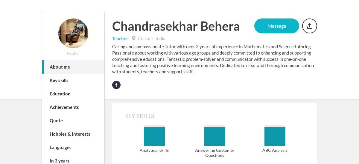 Chandrasekhar Behera Online Resume | CraftmyCV